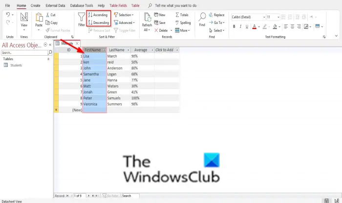 How To Sort And Filter Records In Microsoft Access | thewindowsclub How To Sort And Filter Records In Microsoft Access | thewindowsclub