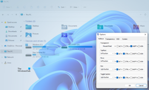 How to make windows transparent in Windows 11
