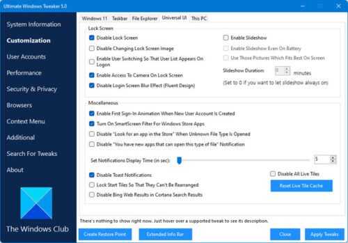 Image Gallery for Ultimate Windows Tweaker 5 for Windows 11