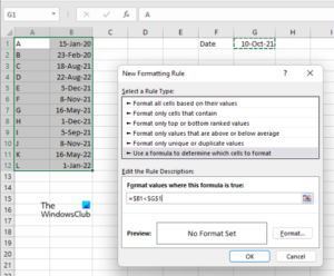 Highlight Rows with Dates using Conditional Formatting in Excel