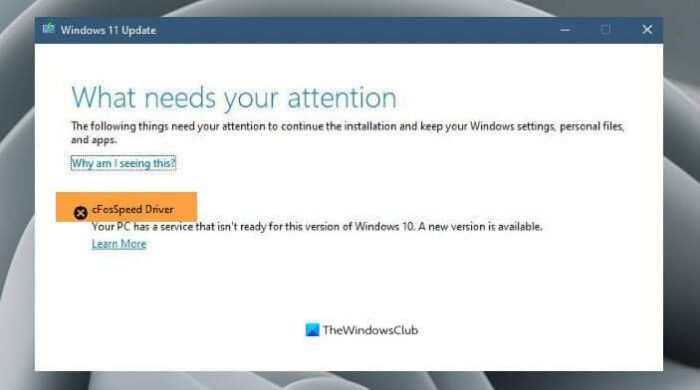cFosSpeed Driver preventing Windows 11 installation