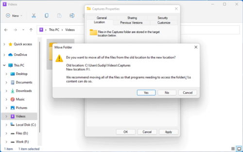 Change default Save location of Captures folder for Game DVR