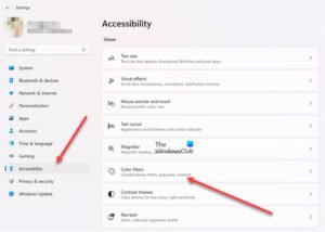 How to Turn off or on ColorBlind mode in Windows 11