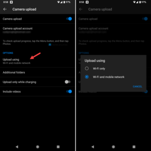 Enable or Turn on OneDrive Camera Upload on Android