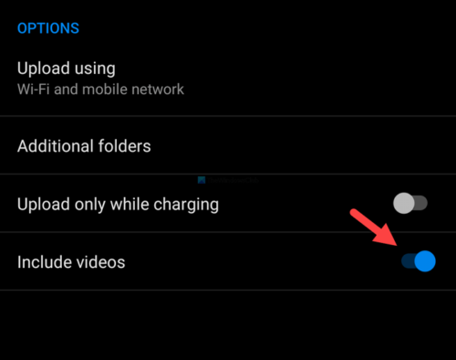 Enable or Turn on OneDrive Camera Upload on Android