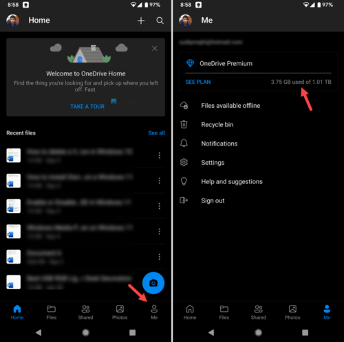 Enable or Turn on OneDrive Camera Upload on Android