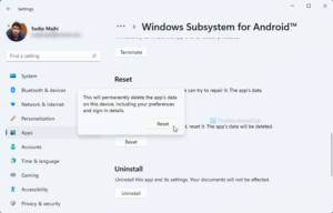 How to reset Windows Subsystem for Android on Windows 11