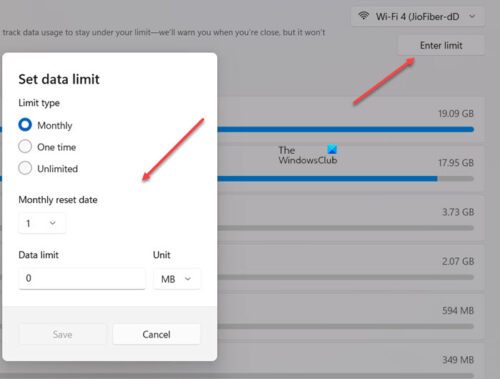 Limit, Monitor, Manage Internet Data Usage on Windows 11