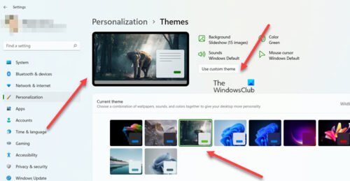 How to create, save, use, delete Themes in Windows 11