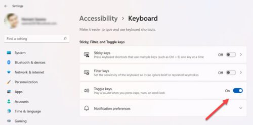 How to use Shift key to enable or disable Caps Lock in Windows 11