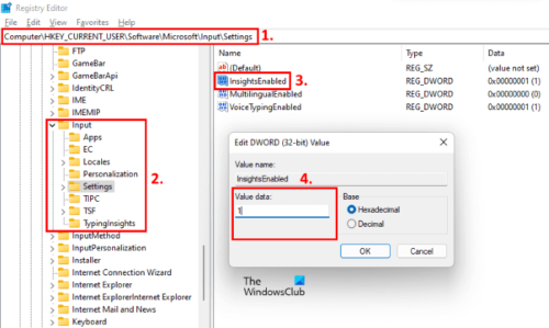 How to turn Typing Insights On or Off in Windows 11