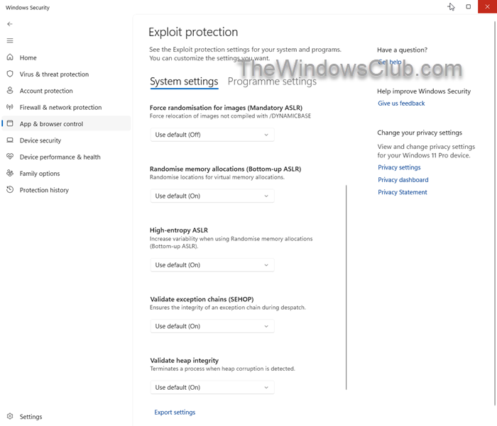Disable Address Space Layout Randomization (ASLR) in Windows 11