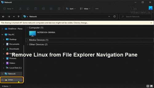 Add or Remove Linux from Explorer Navigation Pane in Windows 11