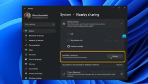 Change default Save Location for Nearby Sharing in Windows 11