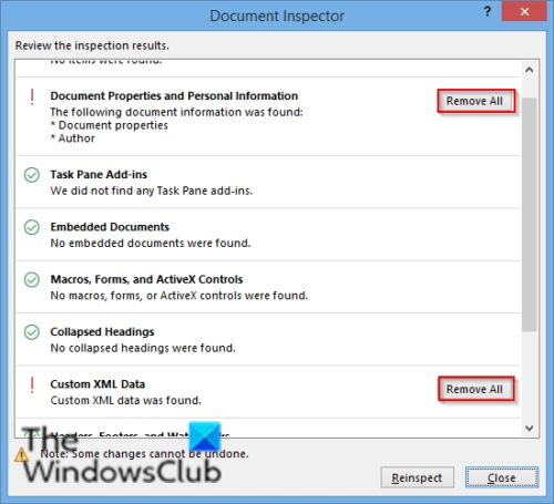How to inspect documents in Word using Document Inspector