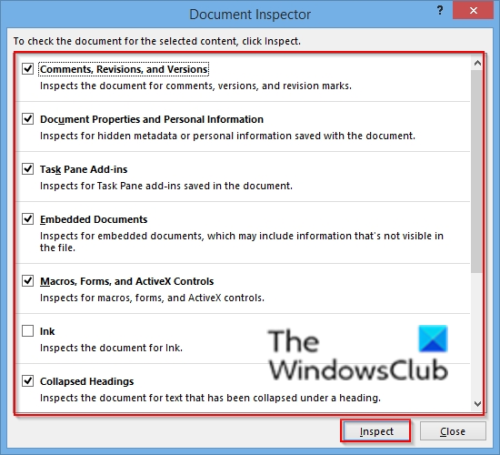 How to inspect documents in Word using Document Inspector
