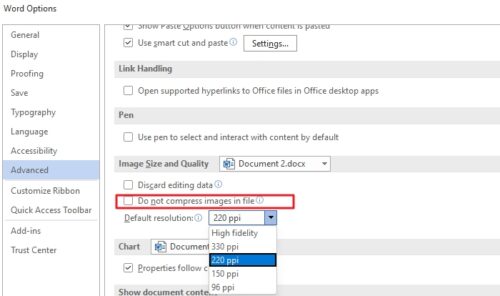 Preserve image quality when saving in Word, Excel, PowerPoint