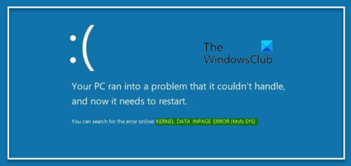 Fix KERNEL DATA INPAGE ERROR in Windows 11/10