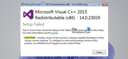 Fix error 0x80070666 when installing Microsoft Visual C++