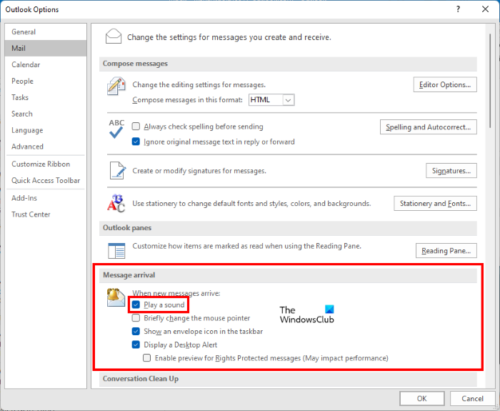 Outlook sound notification not working in Windows 11