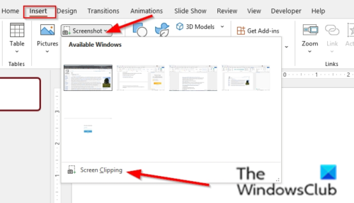 Take screenshots in Office programs using built-in Screenshot tool
