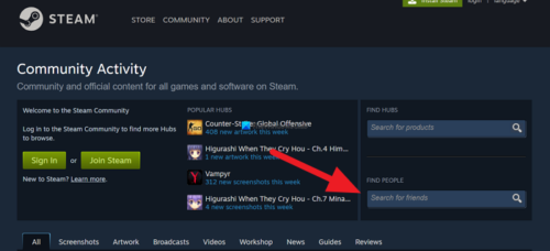 How to search for users on Steam