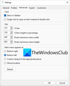 SystemTrayMenu is a free Start Menu alternative for Windows 11