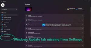 Check for updates OR Windows Update tab missing from Settings