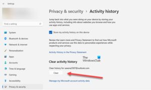 How to view and clear Activity History on Windows 11