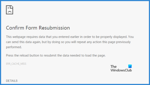 Confirm Form Resubmission on Refresh or Back button