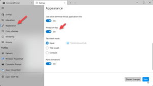 How to enable Always on Top for Windows Terminal