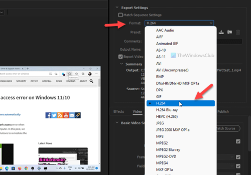 How to save or export Premiere Pro projects to MP4