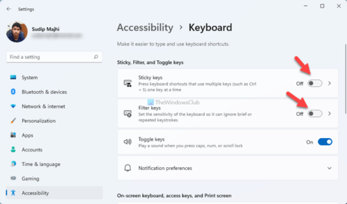 Keyboard making clicking noise and not typing in Windows PC