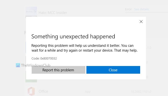 Fix Microsoft Store Error 0x80070032 on Windows 11/10 Fix Microsoft Store Error 0x80070032 on Windows 11/10