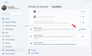How to set or change Default Location in Windows 11