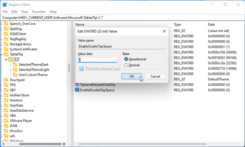 Turn On or Off Add a period after double-tapping the Spacebar