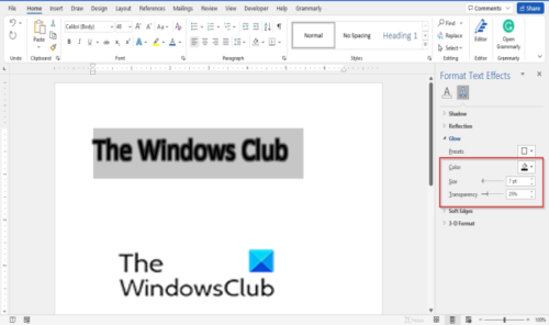 How to make Text blurry in Word