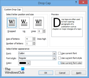 How to insert a Drop Cap in Publisher