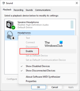 Audio device is disabled in Windows 11/10