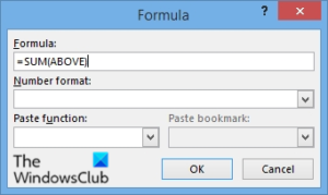How to sum a Column or Row of Numbers in a Word Table