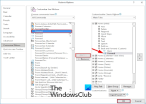 How to add Back and Forward buttons to Outlook Ribbon