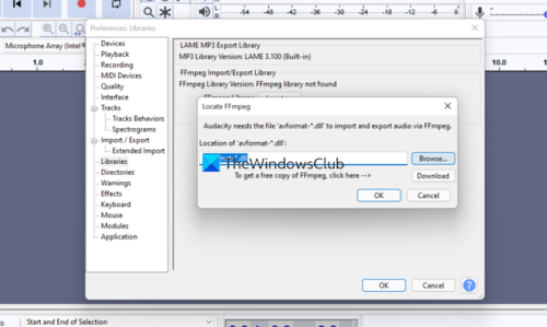 Fix Audacity FFmpeg Error Importing Library on Windows PC