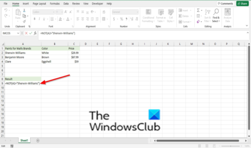 How to use the Not function Excel - Newman Greste