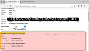 USB Suspend:USB Device not Entering Selective Suspend