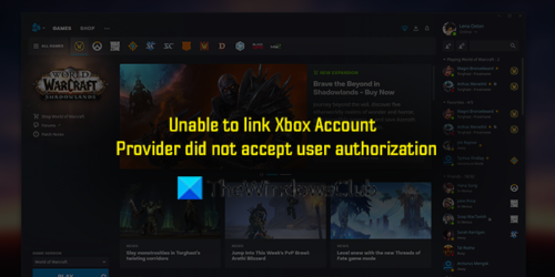 Unable to link Xbox Account, Provider did not accept user authorization