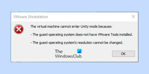 VMware Workstation cannot enter Unity mode