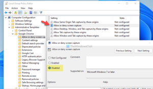 How to allow or block Screen Capture on Google Chrome