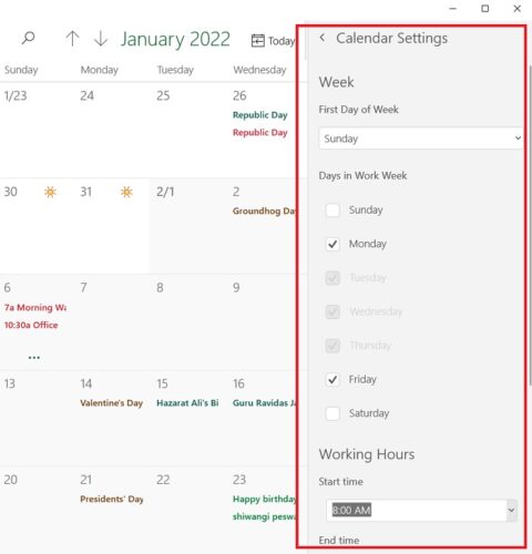How to use Calendar App in Windows 11 PC