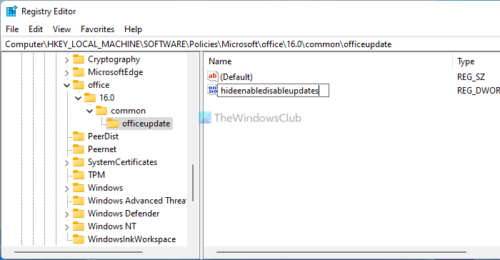 How to hide Enable or Disable Office Automatic Updates