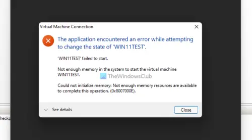 Not enough memory in the system to start the virtual machine